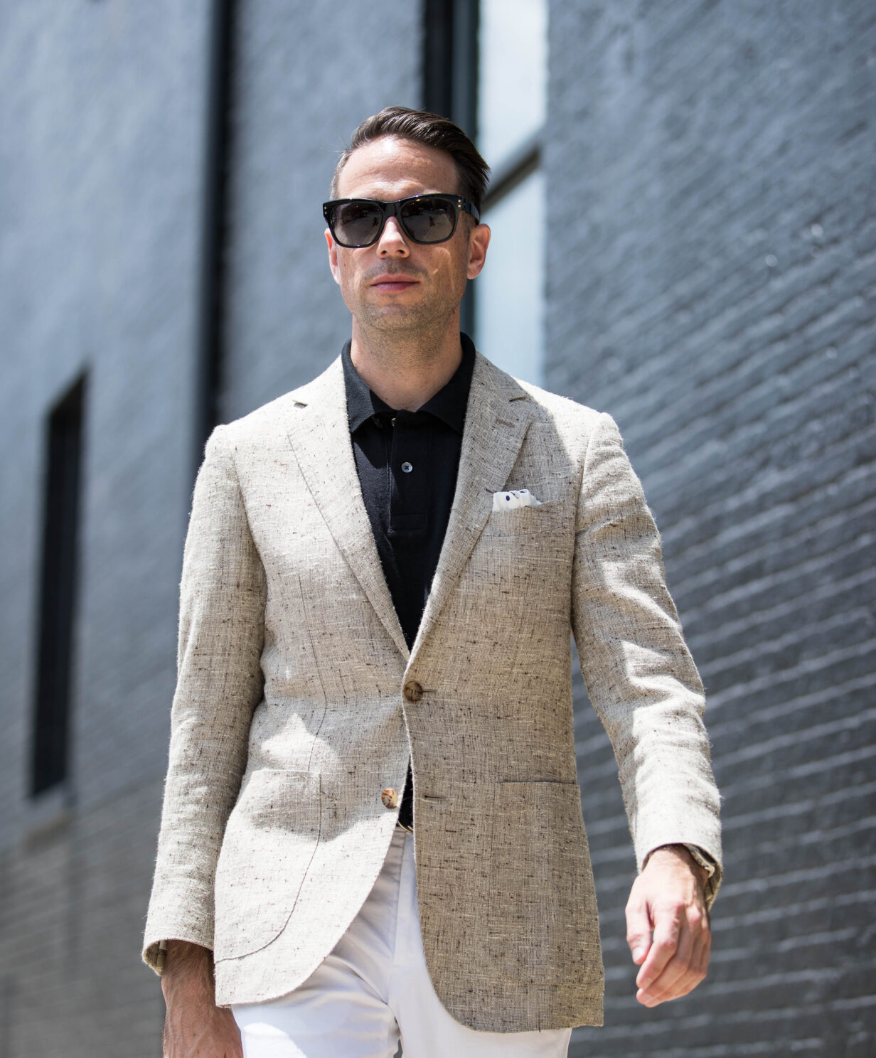 Cream Linen Sport Coat with White Pants | He Spoke Style