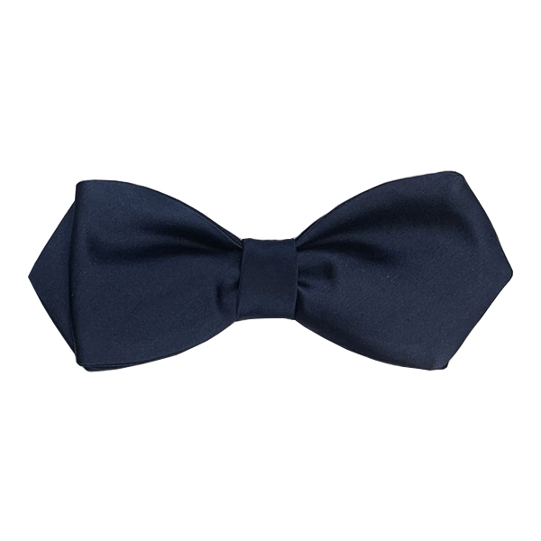 Navy Blue Satin Pre-Tied Diamond Point Bowtie - He Spoke Style