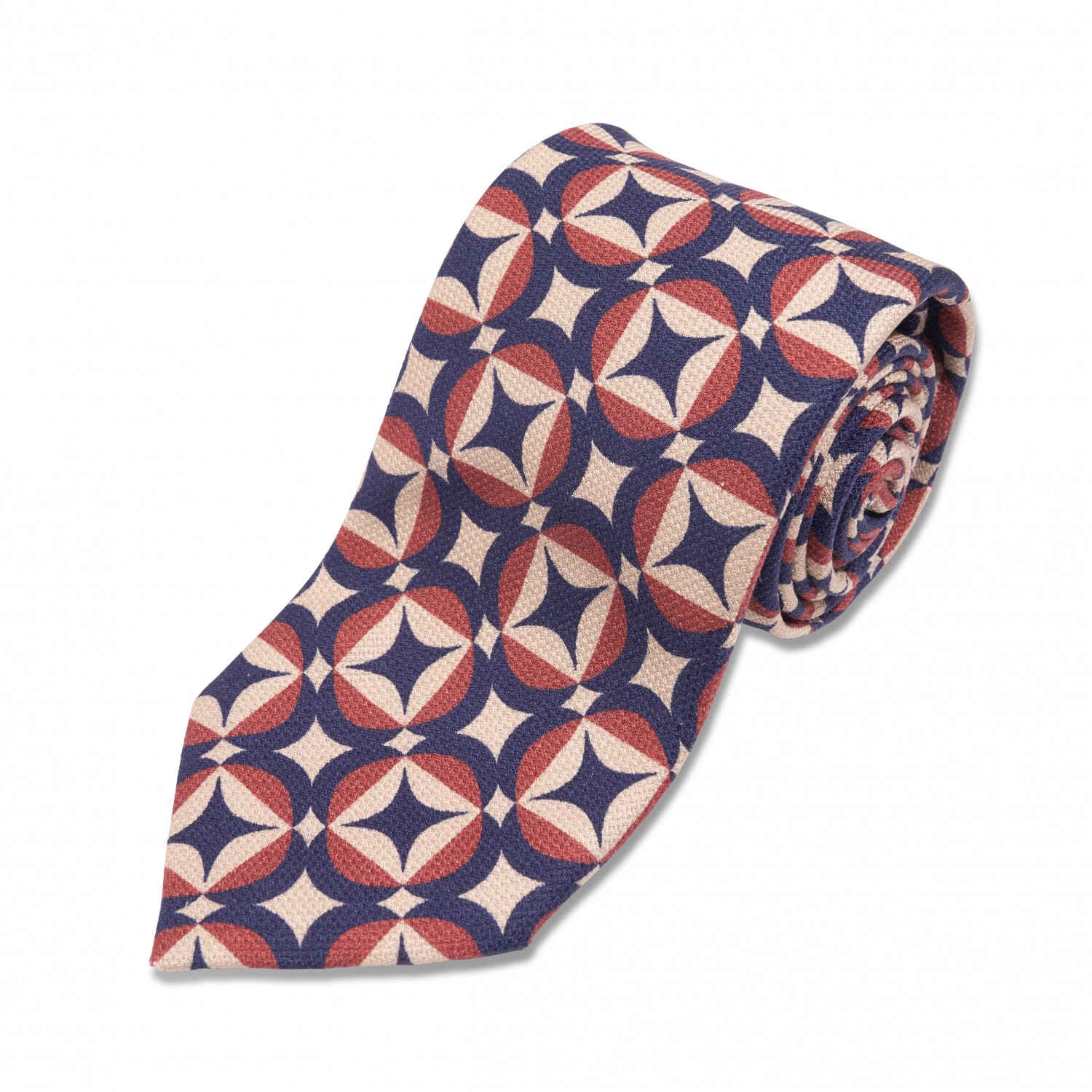 Blue Pink, Ivory Geometric Silk Necktie - He Spoke Style