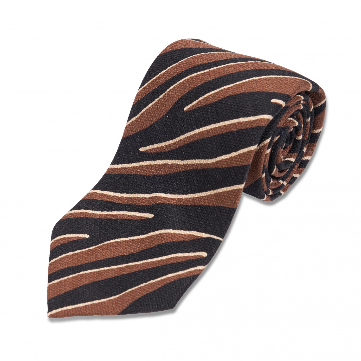 Black Brown & Ivory Animal Print Silk Necktie - He Spoke Style