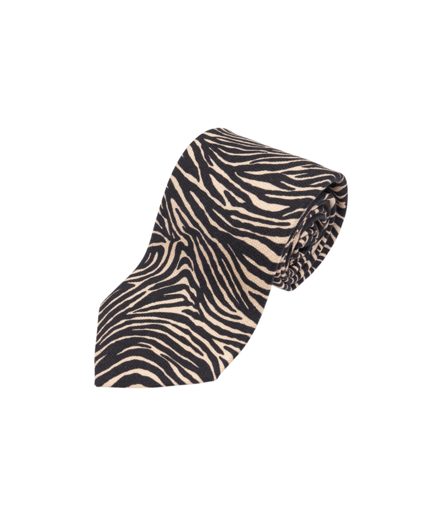 Black & Ivory Zebra Print Silk Necktie | He Spoke Style