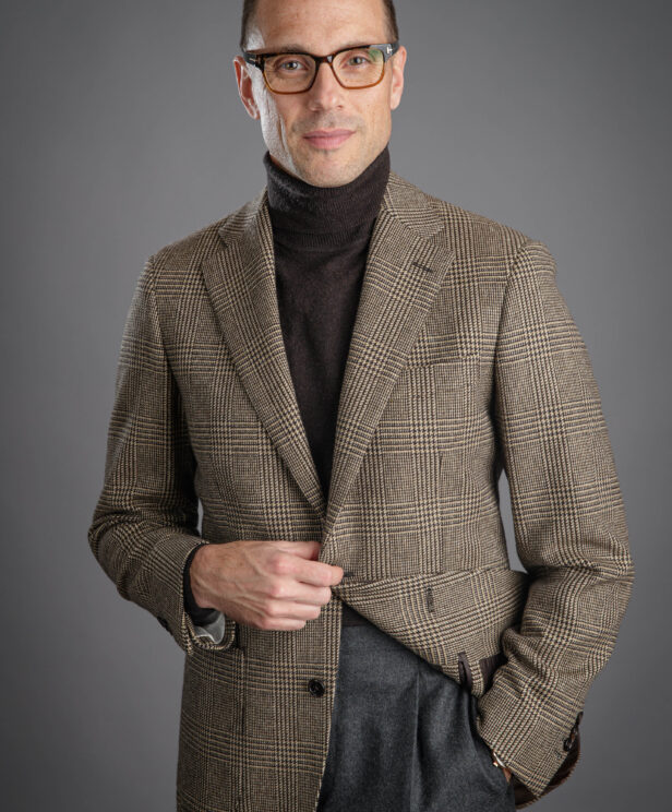 Brown Glenplaid Sport Coat with Turtleneck Sweater | He Spoke Style