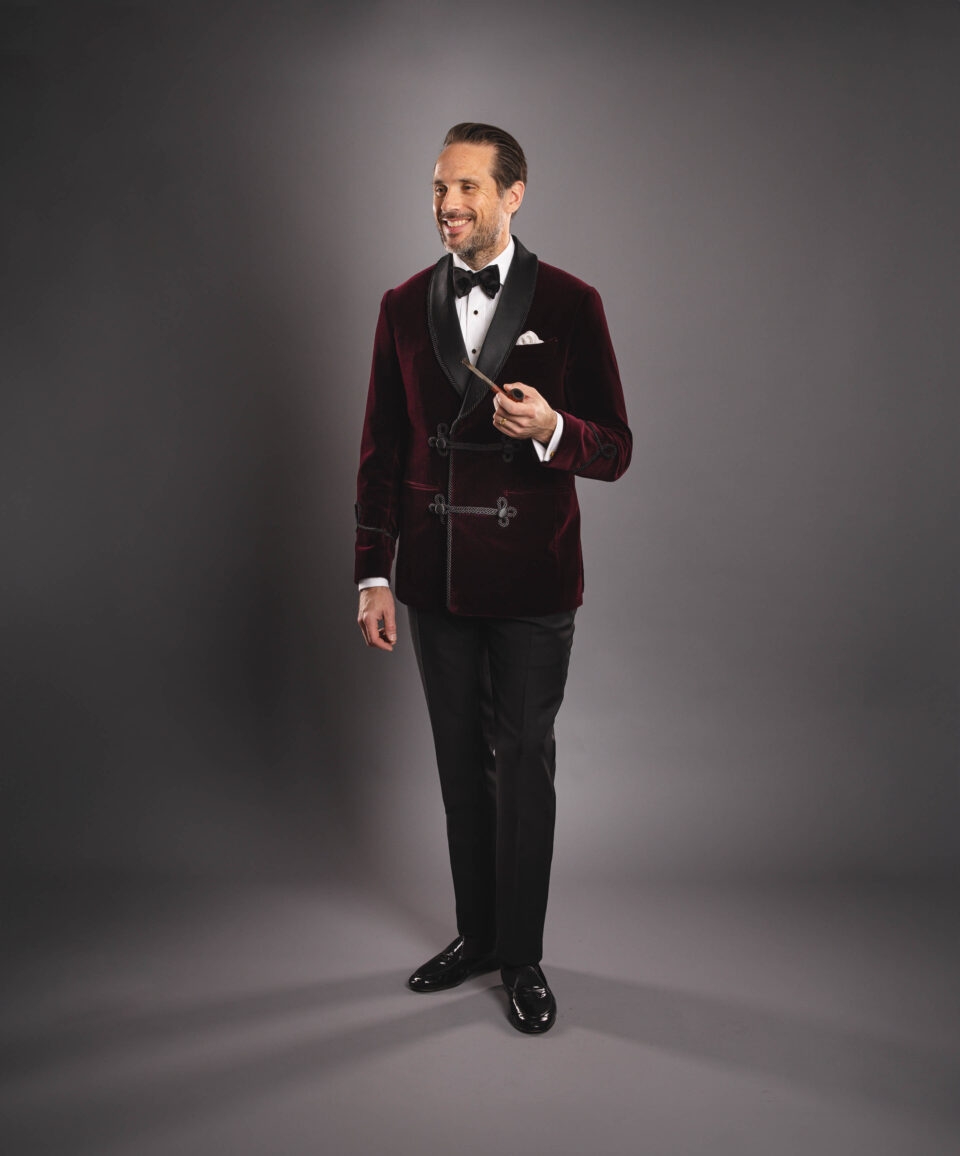 Burgundy Velvet Smoking Jacket | Made-to-Measure Luxury