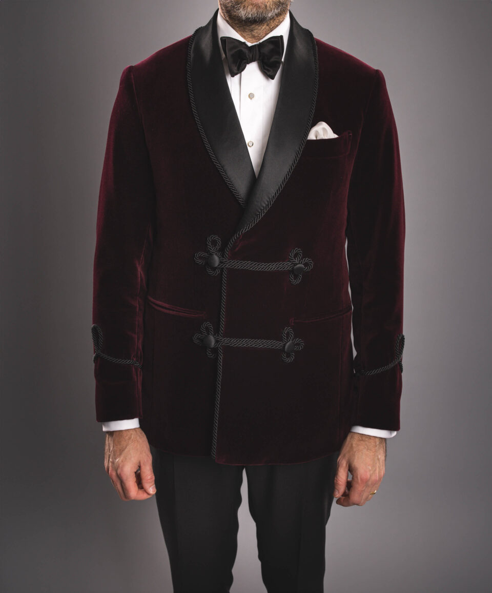 Burgundy Velvet Smoking Jacket | Made-to-Measure Luxury