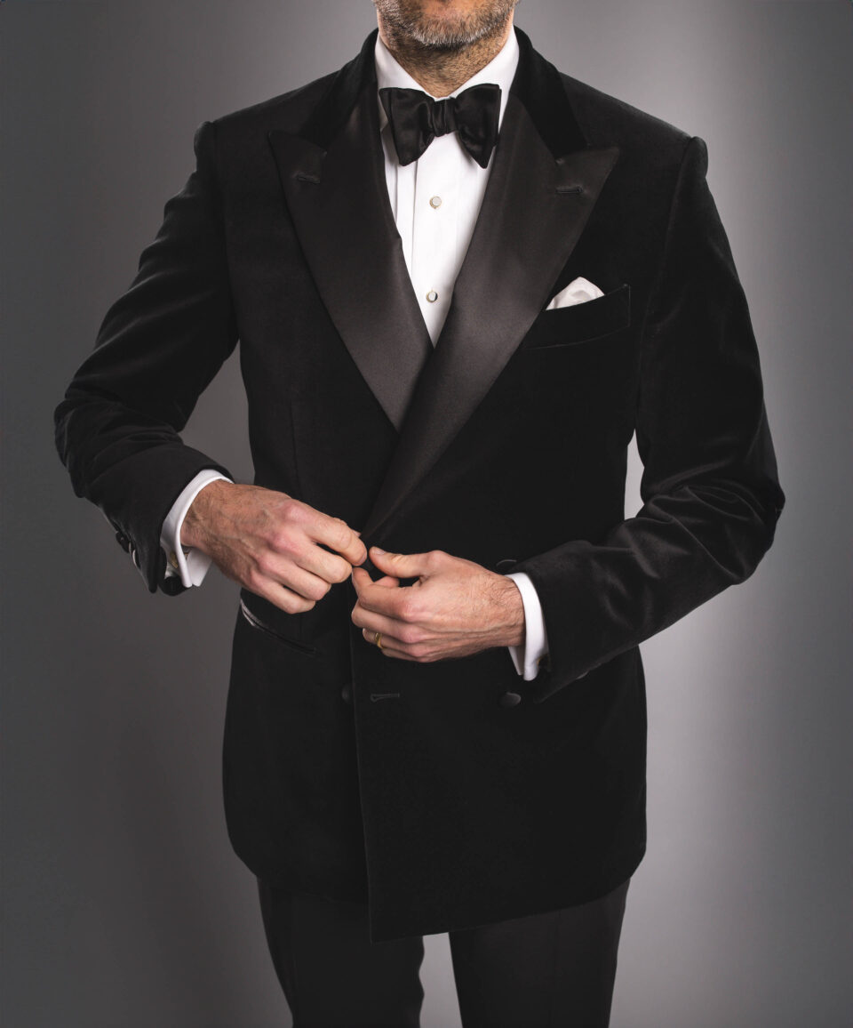 Black Velvet 4x2 Double-Breasted Peaked Lapel Dinner Jacket | He Spoke ...