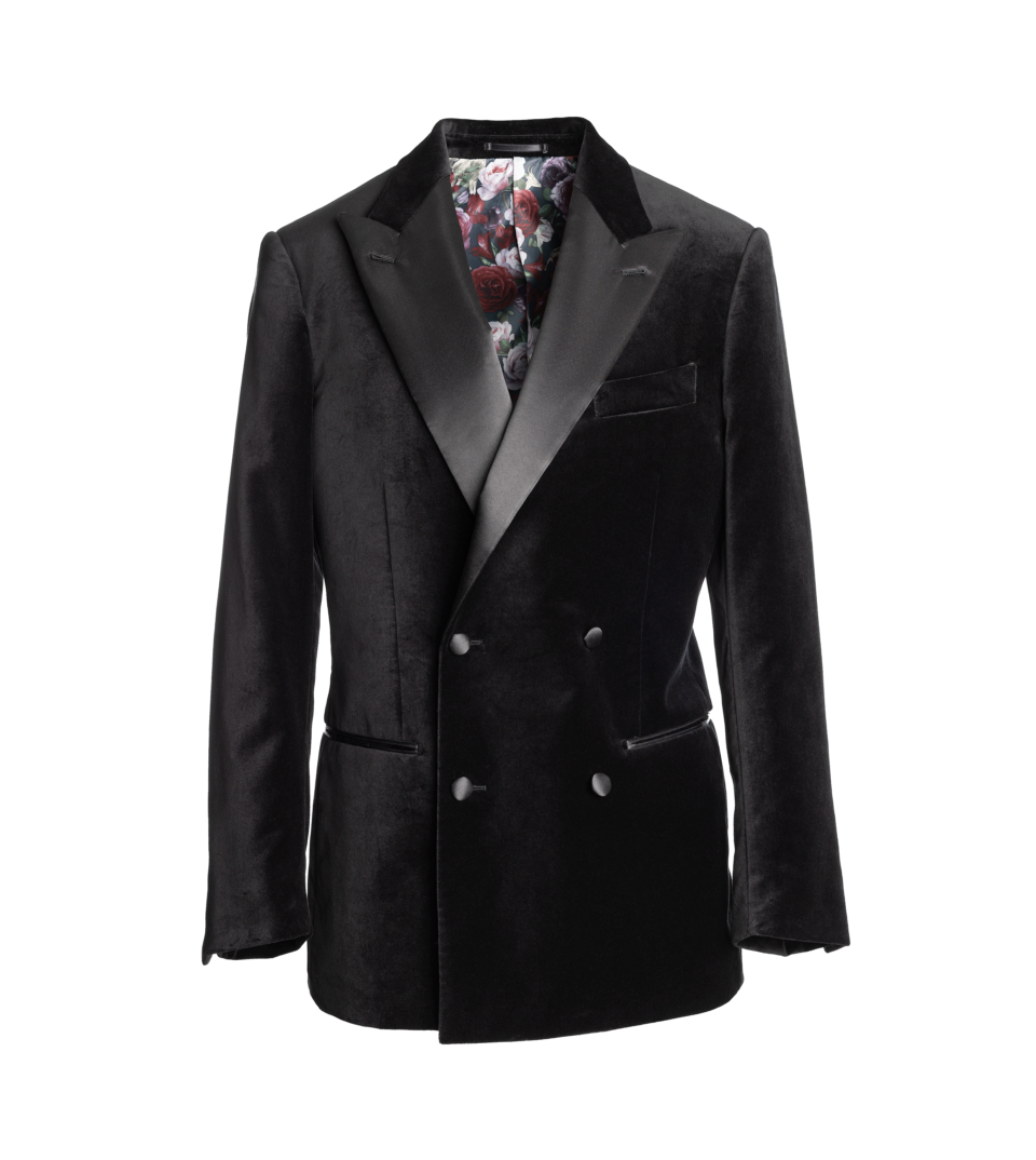 Black Velvet 4x2 Double-Breasted Peaked Lapel Dinner Jacket | He Spoke ...