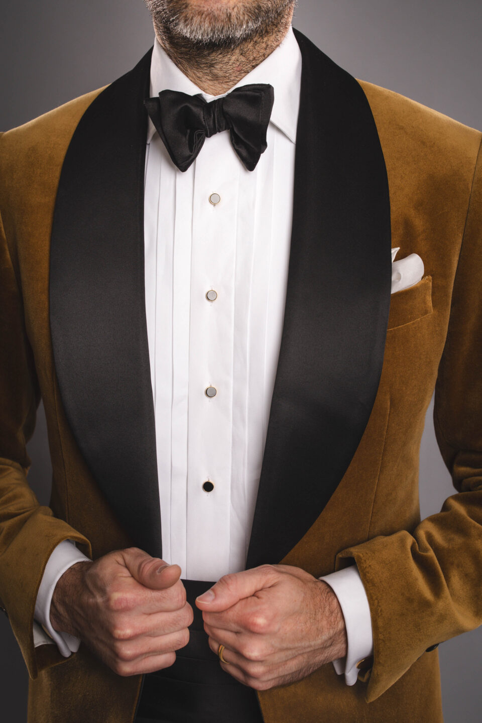 Golden Brown Velvet Dinner Jacket | Custom-Tailored Formalwear
