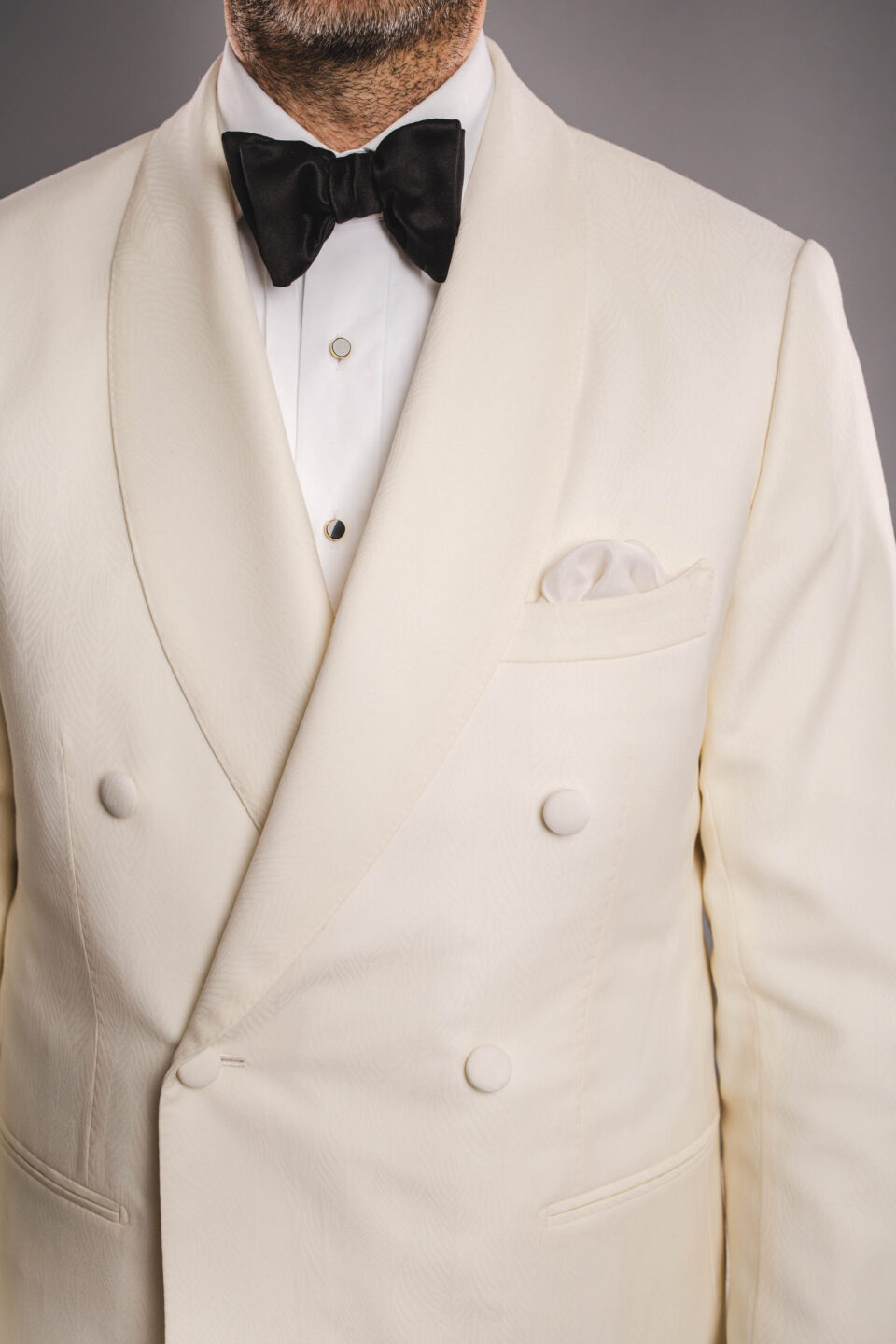 Ivory Palm Leaf Jacquard Double-Breasted Dinner Jacket