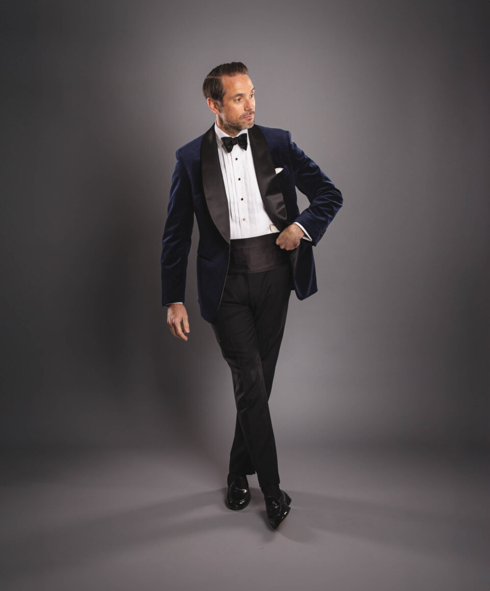 Navy Velvet Shawl Collar Dinner Jacket | Custom-Tailored