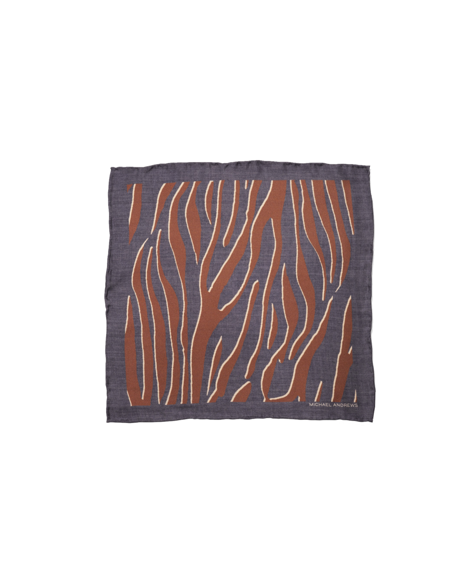 Black, Brown & Ivory Tiger Print Pocket Square | He Spoke Style