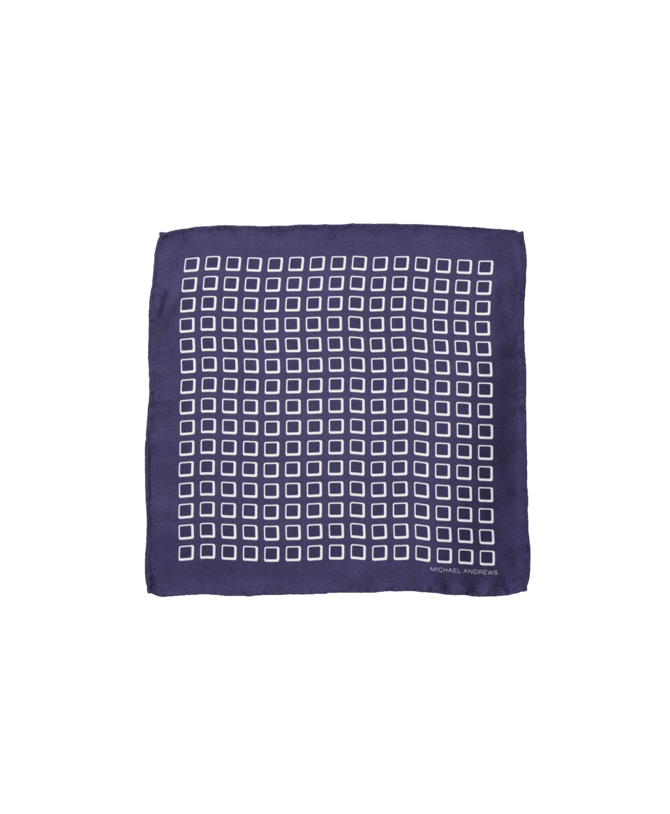Blue Retro Geometric Square Print Pocket Square | He Spoke Style