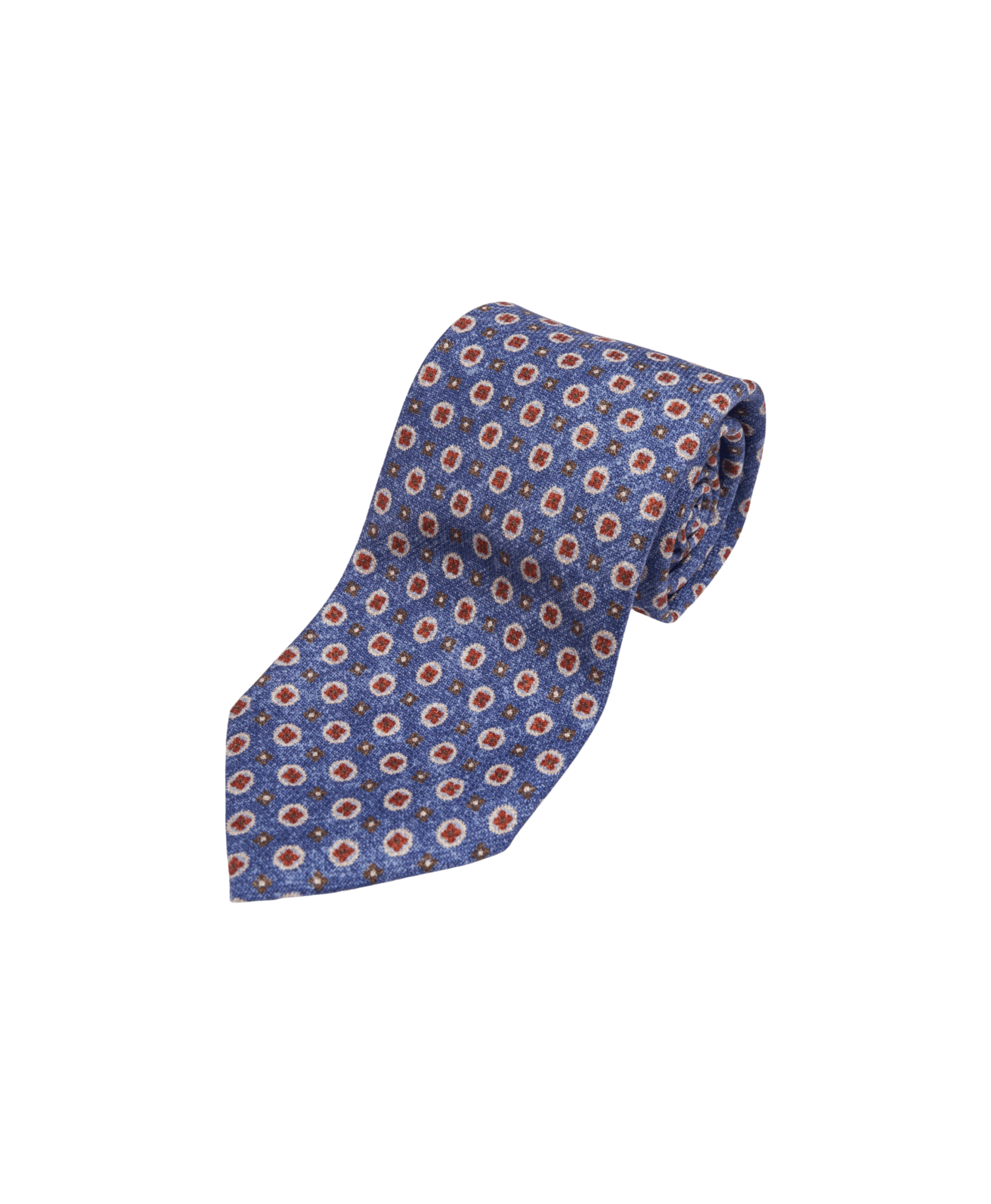 Blue With Orange Medallion Silk Necktie | He Spoke Style