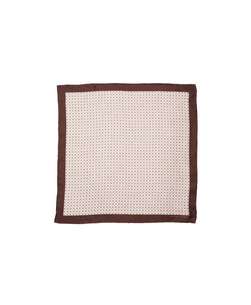 Brown, Tan & Ivory Geometric Pocket Square | He Spoke Style