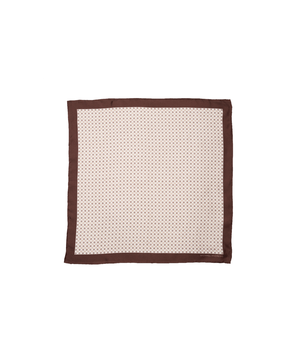 Brown, Tan & Ivory Geometric Pocket Square | He Spoke Style