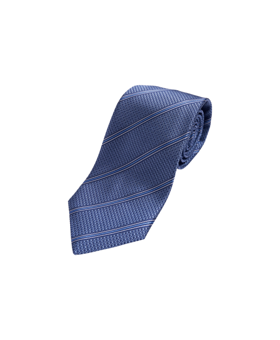 Classic Blue Stripe Silk Necktie | He Spoke Style