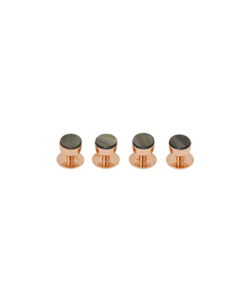 Codis Maya Smokey Mother Of Pearl Tuxedo Studs (Rose Gold) | He Spoke Style