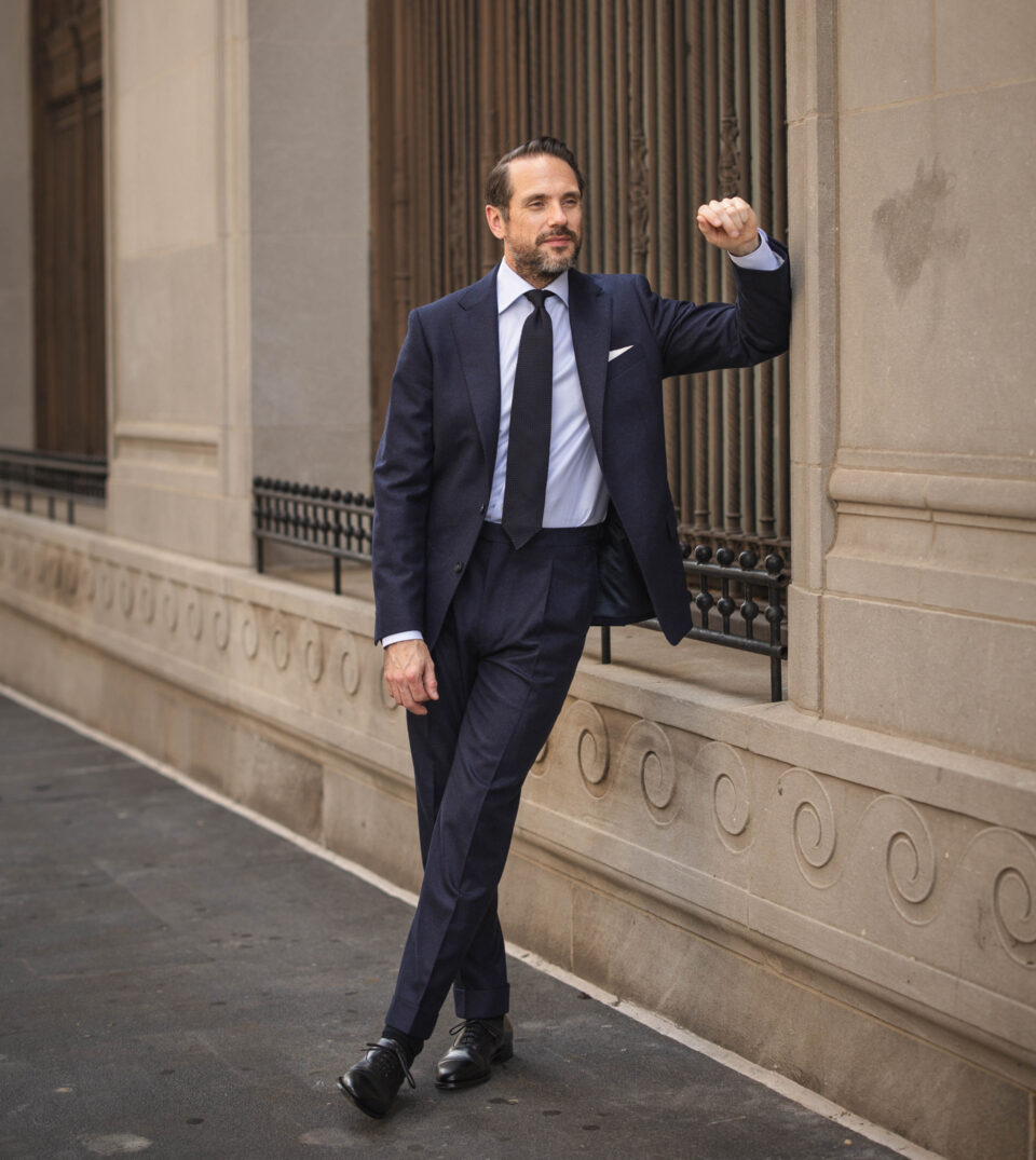 Navy Blue Flannel Suit | Custom-Tailored | He Spoke Style