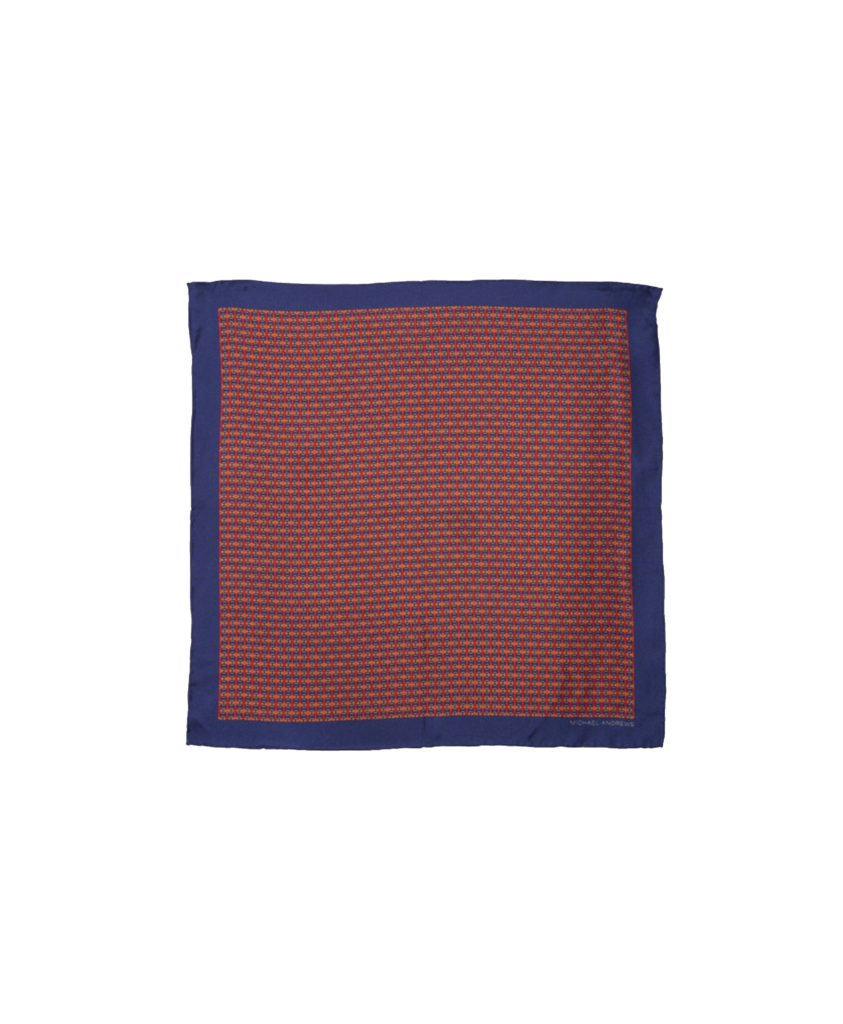 Navy, Red, Orange & Yellow Horse Bit Pocket Square | He Spoke Style