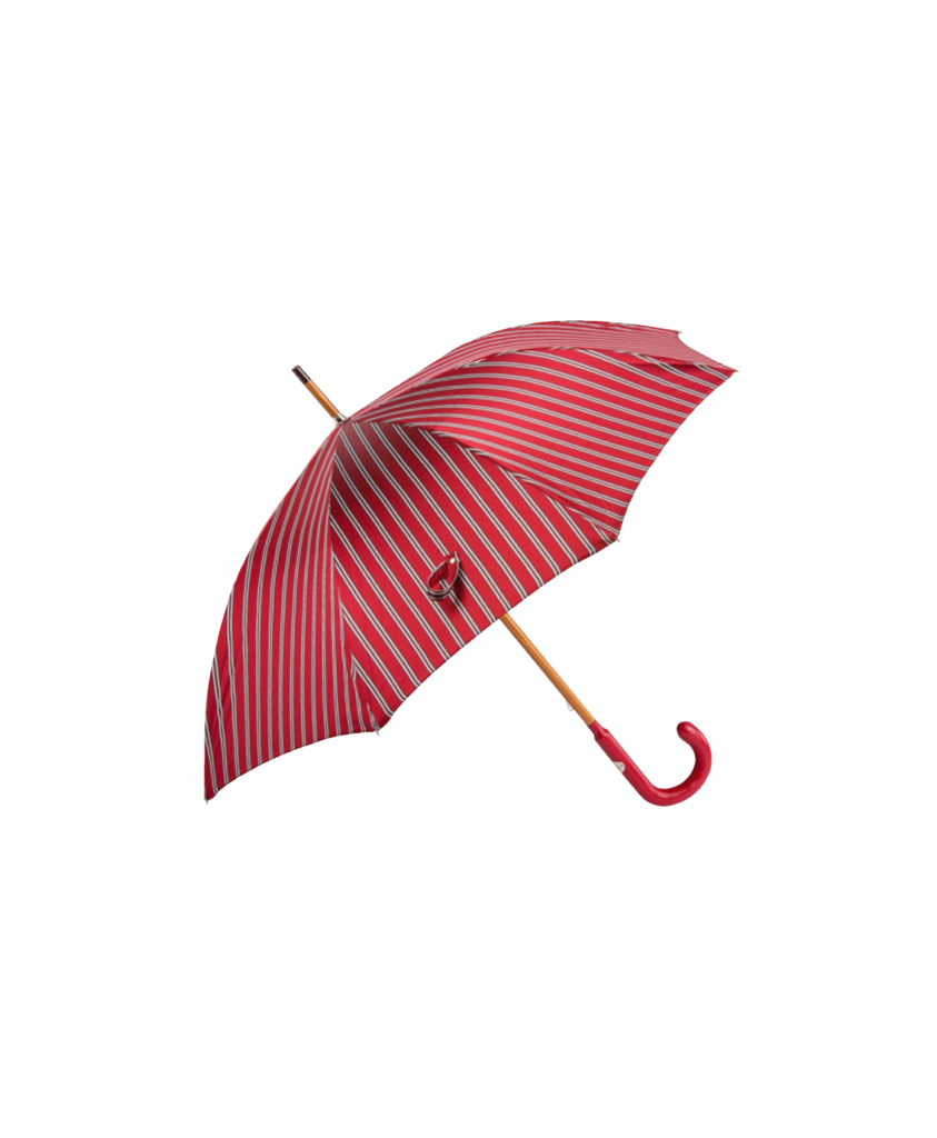 Red Classic Regimental Stripe Umbrella With Red Padded Leather Handle ...