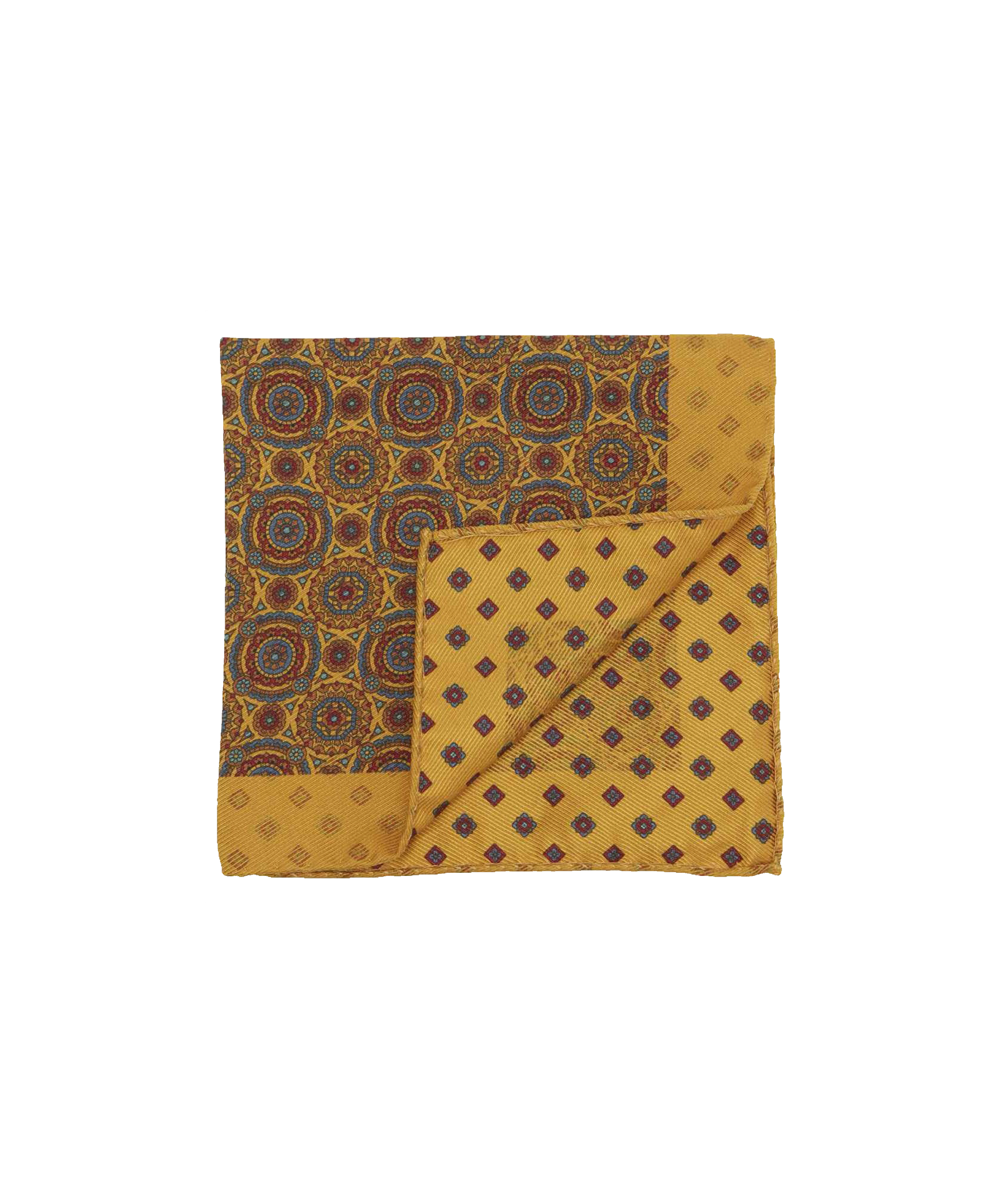 Yellow Double Sided Pocket Square Multicolor Kaleidoscope Circles and ...