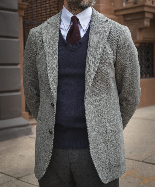 Gray Tweed Sport Coat With Sweater Business Casual Outfit Idea | He ...
