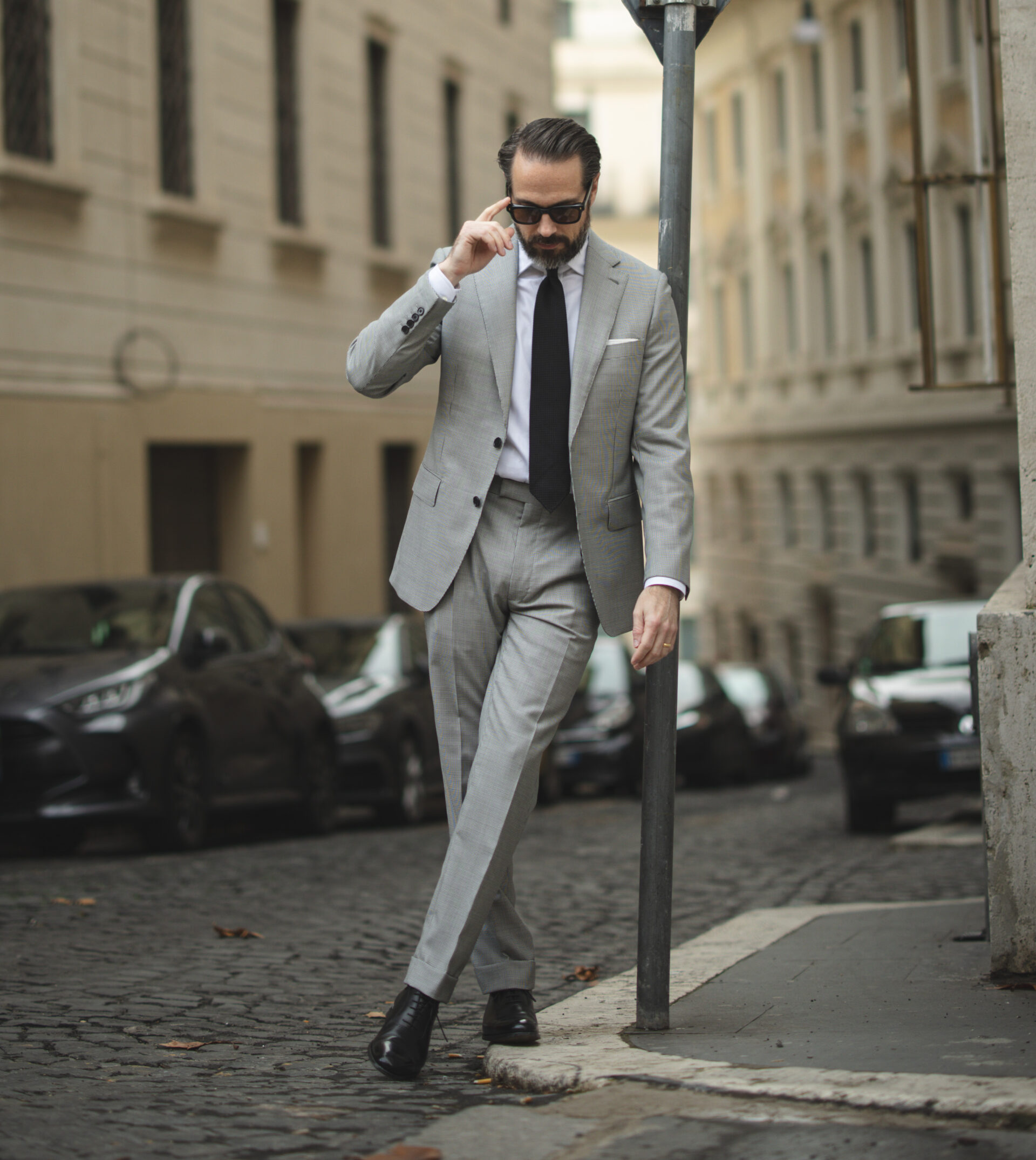 Black and White Puppytooth Suit | Custom-Tailored Elegance