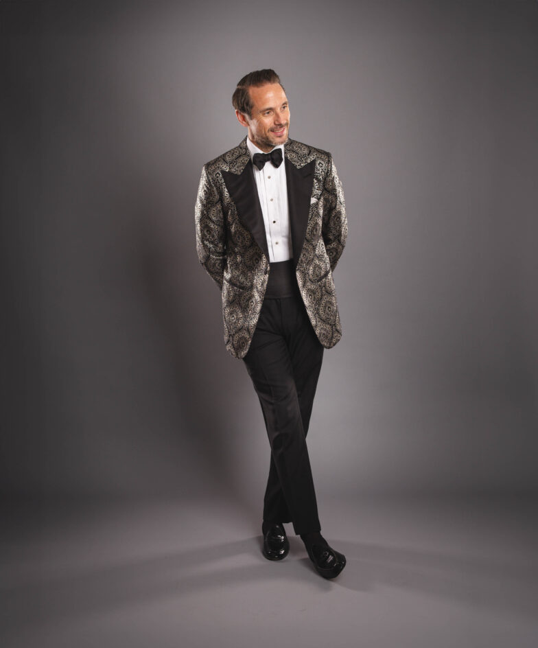 Black & Gold Jacquard Dinner Jacket Formal Outfit Idea | He Spoke Style