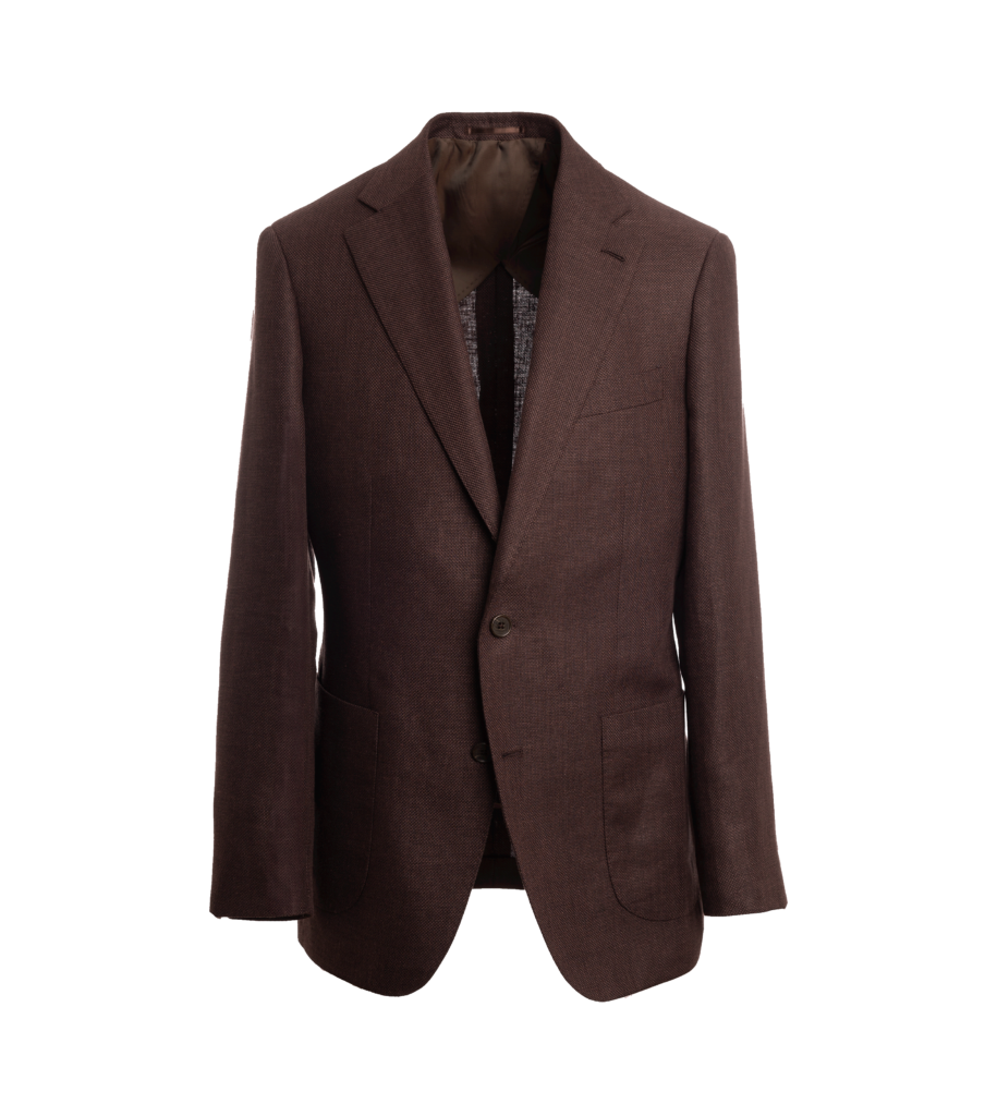 Rust Brown Hopsack Suit | Custom-Tailored Summer Elegance