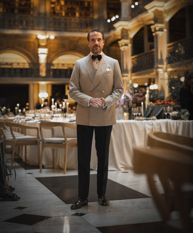 Champagne Double-Breasted Dinner Jacket Formal Outfit Idea | He Spoke Style