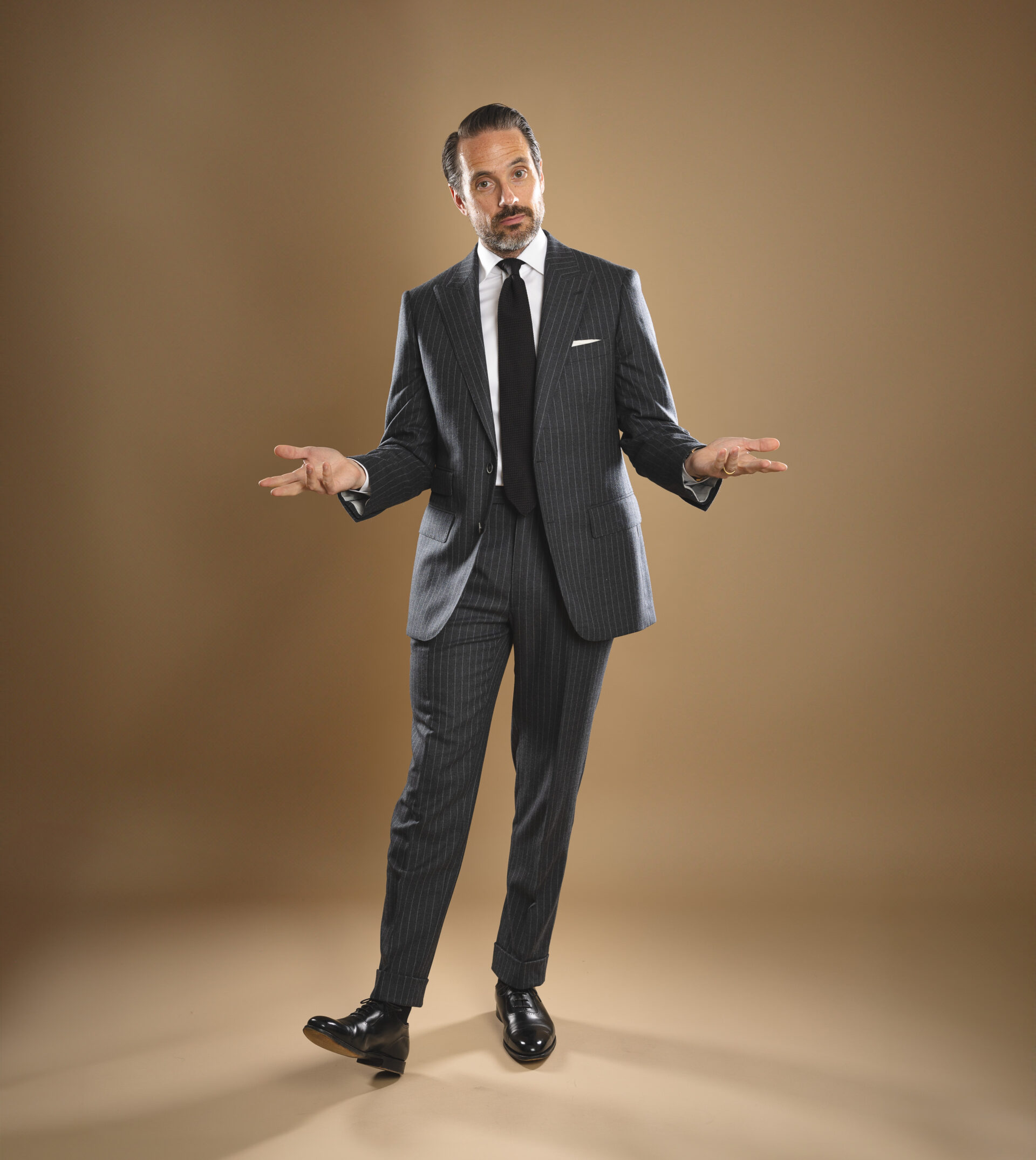 Medium Gray Flannel Pinstripe Suit | Custom-Tailored Elegance