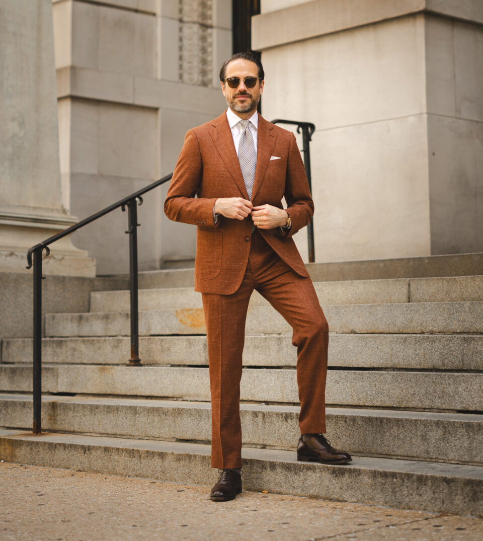 Terracotta Hopsack Suit | Custom-Tailored Elegance