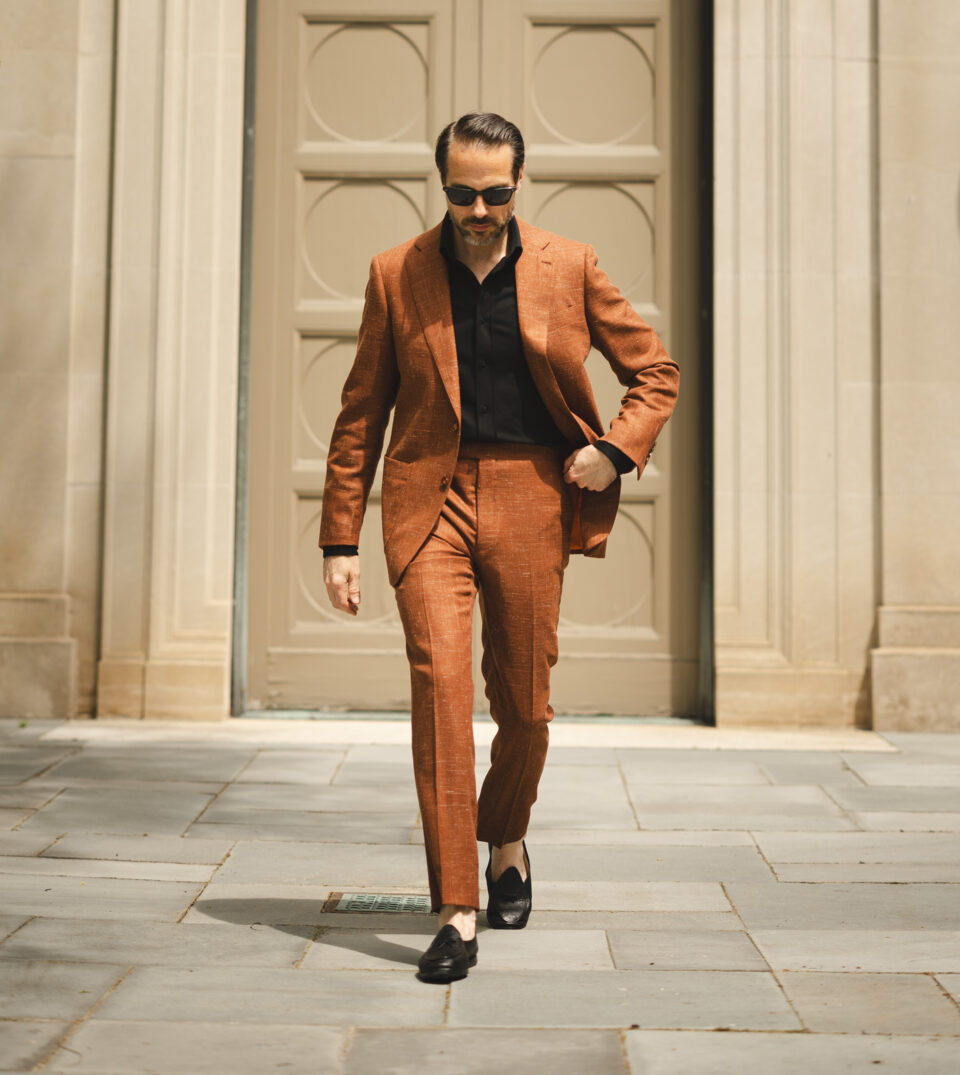 Terracotta Hopsack Suit | Custom-Tailored Elegance