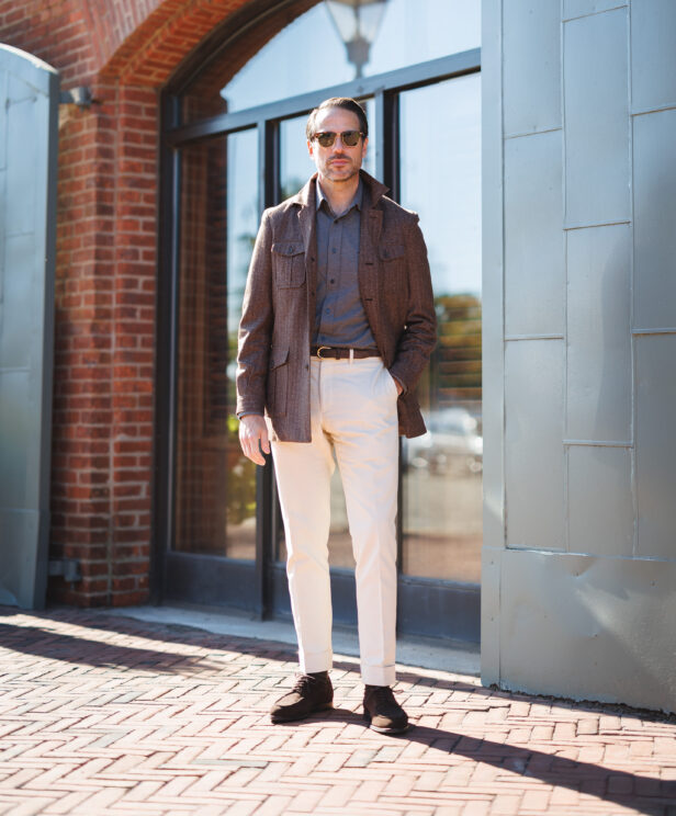 Flannel Safari Jacket Sharp Casual Fall Outfit Idea | He Spoke Style