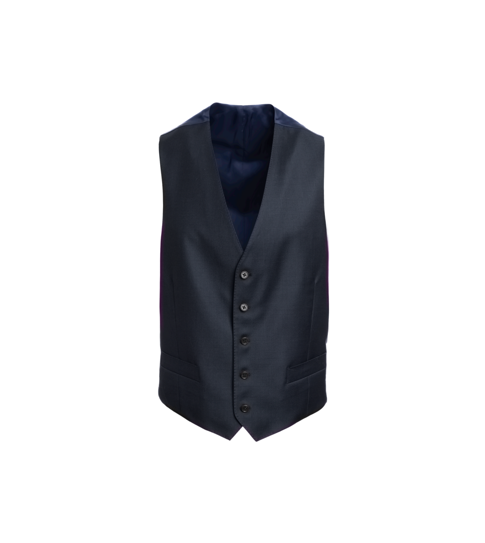Navy Blue Subtle Plaid Suit Vest Hidden Pattern | He Spoke Style
